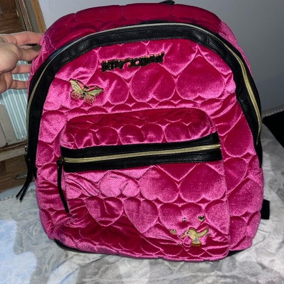 Betsey Johnson | Bags | Betsey Johnson Quilted Hearts Velvet Hot Pink ...